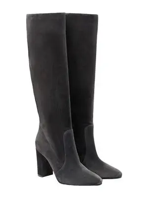 GIANVITO ROSSI Glen 85 Suede Knee-high Boots - Grey
