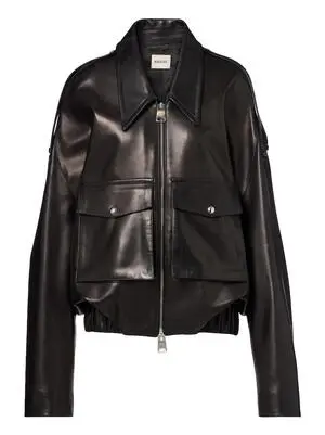 Khaite Owey Oversized Leather Jacket - Black
