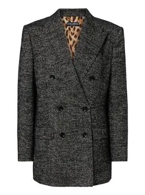 Dolce & Gabbana Double-breasted Wool-blend Jacket - Grey