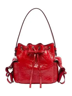 Acne Studios Multipocket Mini Leather Bucket Bag Red