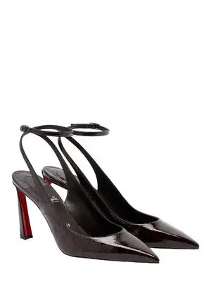 CHRISTIAN LOUBOUTIN Condora 85 Croc-effect Slingback Pumps - Brown