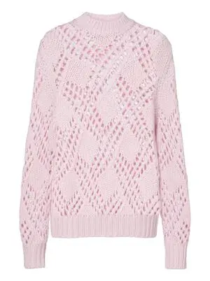 JIL SANDER Lace-trimmed Virgin Wool Sweater - Pink
