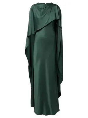 Simkhai Izel Caped Satin Gown - Green