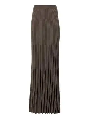 JOSEPH Merino Ribbed-knit Wool Maxi Skirt - Brown