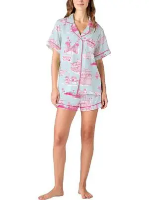 KATIE KIME California Toile Shorts Set - Light Blue