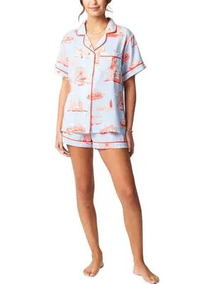 KATIE KIME Chicago Toile Shorts Set - Light Blue