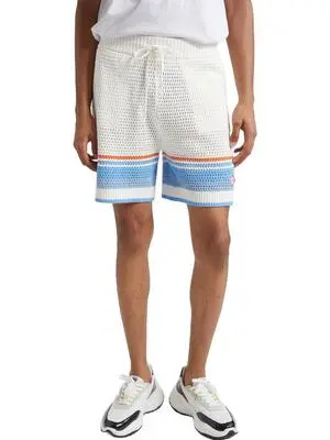 Casablanca Cotton Crochet Tennis Shorts - Blue Multi