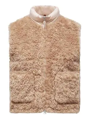 Moncler Planeze Teddy Down Vest - Brown