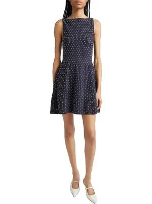 Emporio Armani Dot Sleeveless Fit & Flare Mini Dress - Fancy Blue