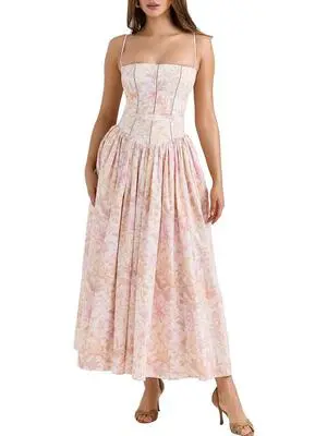 House Of Cb Ysabella Floral Maxi Sundress - Peach Floral Print