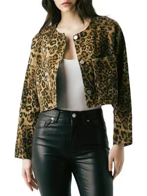 Blanknyc Leopard Print Crop Denim Jacket - Hear Me Roar