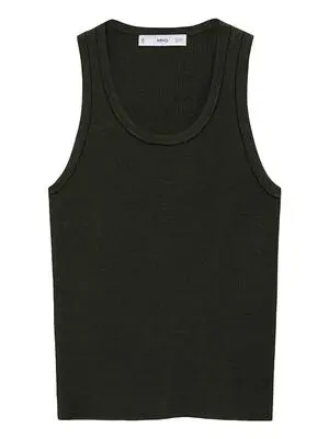 Mango Ribbed Tank - Khaki Green
