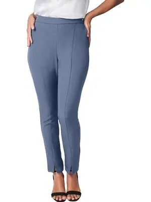JESSICA LONDON Bi-stretch Slit Front Ankle Pant - Slate Grey