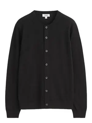 Cos Merino Wool Crew-neck Cardigan - Black