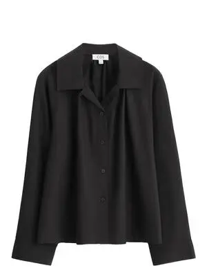 Cos Gathered Pima Cotton Shirt Black