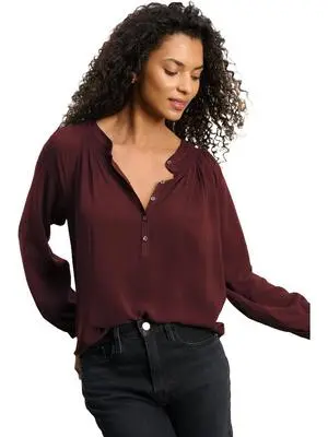 Velvet By Graham & Spencer Aurelia Rayon Challis Top - Brown
