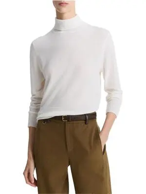 Vince Cashmere-silk Mock-neck Sweater - White