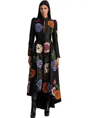 Alice + Olivia Renata Embellished Maxi Coat - Black