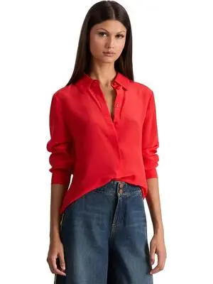 Alice + Olivia Willa Silk Blouse - Denim