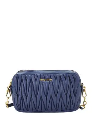 Miu Miu Nappa Matelassé Camera Bag - Blue