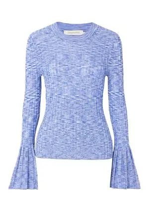 Zimmermann Mouline Ribbed-knit Sweater - Blue