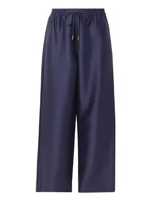Zimmermann Wool And Silk-blend Wide-leg Pants - Blue