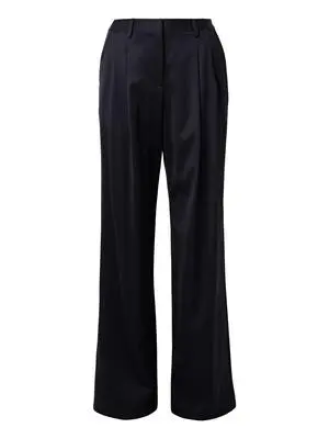 TWP Sullivan Pleated Linen Straight-Leg Pants Navy
