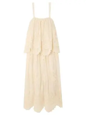 Zimmermann Lace Tiered Midi Dress - Cream