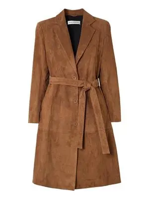 Nour Hammour Vesper Belted Suede Coat - Brown