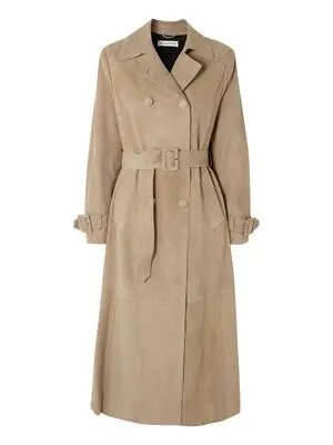 NOUR HAMMOUR Tate Belted Suede Trench Coat