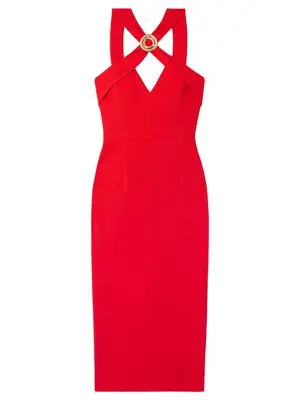 Rebecca Vallance Embellished Crepe Midi Dress - Red
