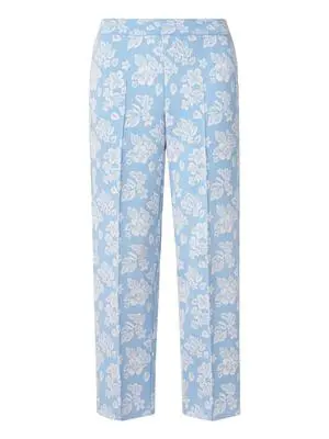 HIGH SPORT Louis Cropped Floral-jacquard Straight-leg Pants - Blue