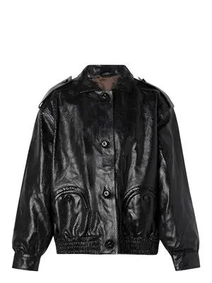 BLAZÉ MILANO Charlie Snake-effect Leather Jacket - Black