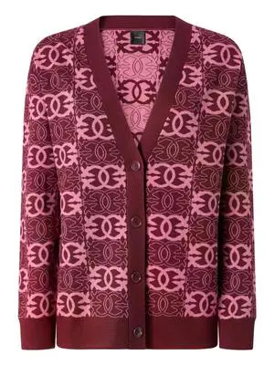 Pinko Love Birds-intarsia Cardigan - Red