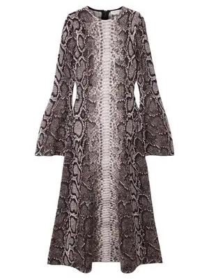 Gabriela Hearst Snake-effect Jacquard-knit Cashmere And Silk Blend Maxi Dress - Gray