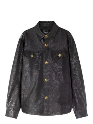 Versace Barocco Embossed Shirt Jacket - Black