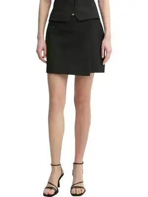 SAMSOE SAMSOE Button-detail Wrap Mini Skirt - Black