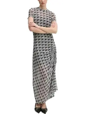 Hugo Logo-print Gathered Maxi Dress - Black