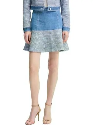 Guess Denim Tweed-panel Mini Skirt - Blue