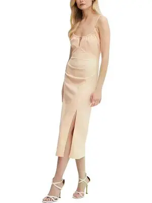 Patrizia Pepe Gathered-neckline Midi Day Dress - Neutrals