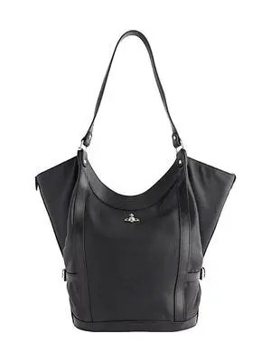 VIVIENNE WESTWOOD Large Leather Shoulder Bag - Black