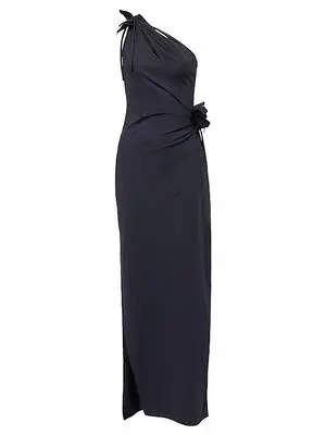Coperni Asymmetric Flower Stretch-jersey Gown - Black