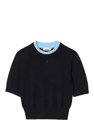 Sandro Knitted Wool Jumper - Navy Blue