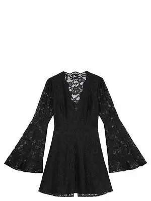 The Kooples V-neck Lace Mini Dress - Black