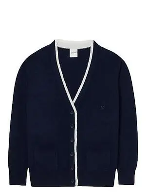 Sandro V-neck Wool And Cashmere Cardigan - Navy Blue