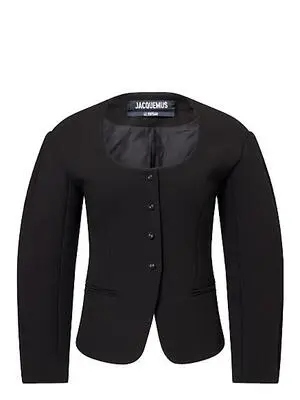 Jacquemus Scoop-neck Woven Jacket - Black