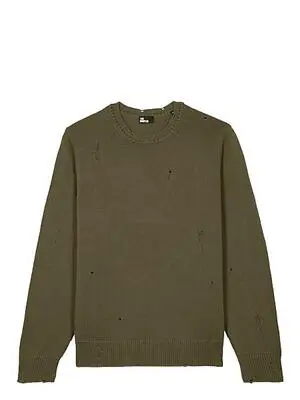 The Kooples Distressed Knitted Jumper - Kaki