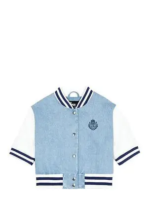 The Kooples Cropped Denim Jacket - Blue White