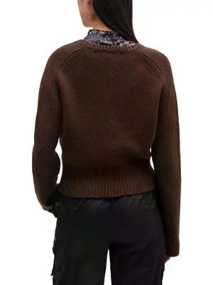 GANNI Wool-yak Blend V-neck Knit - Brown