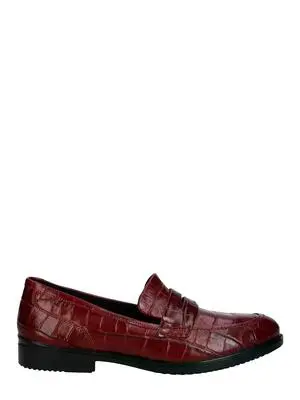 Ecco Crocodile-embossed Penny Loafers - Red